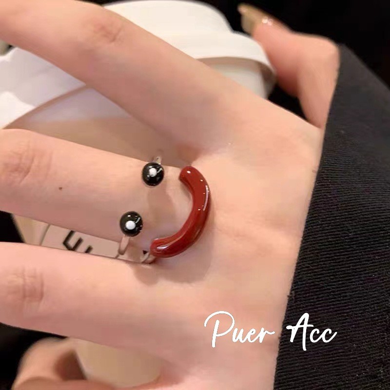 Jual 【Puer acc】Cincin wajah tersenyum minyak menetes lucu Funny ...