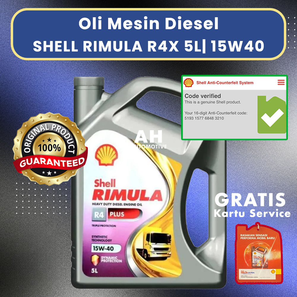 Jual Oli Mesin Mobil Shell Rimula R4X R4Plus R4 Plus 5L 15W40 Diesel ...
