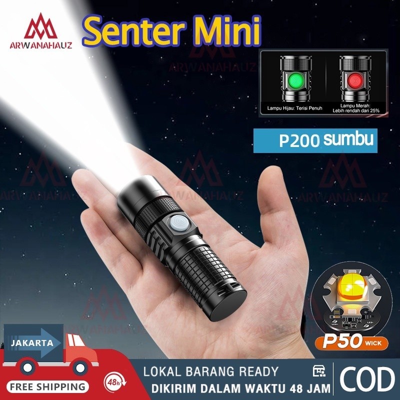 Jual Senter LED Mini Super Terang Anti Air Dengan 3 Mode Nyala Dapat Senter Super Mini Jarak ...