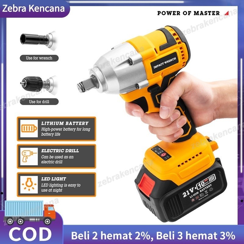 Jual 21V Impact Wrench Tool Cordless 2800R Torsi besar Mesin Bor ...
