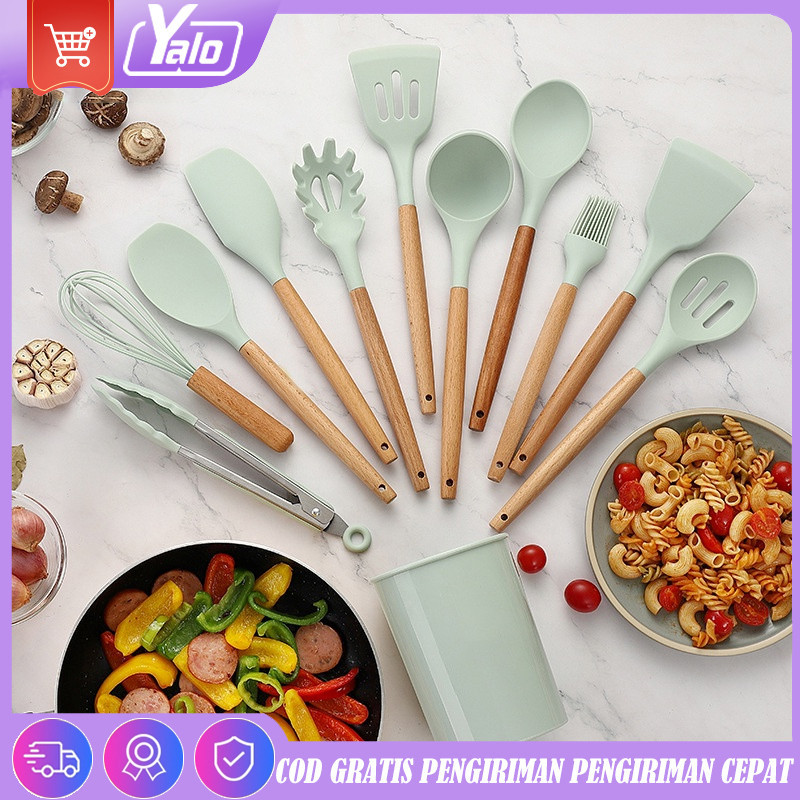 Jual 12pcs Kitchen Set Spatula Masker Alat Dapur Spatula Silikon Tahan ...