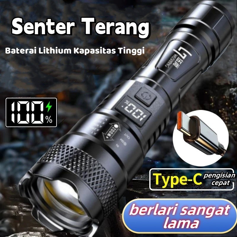 Jual Senter Led Rechargeable /300 Lumens / Police Swat Senter Led Super ...