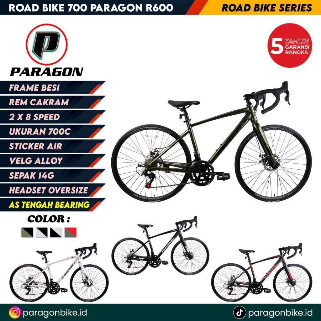 Jual ROAD BIKE 700 PARAGON (R-600) (2X8SP) ORIGINAL | Shopee Indonesia