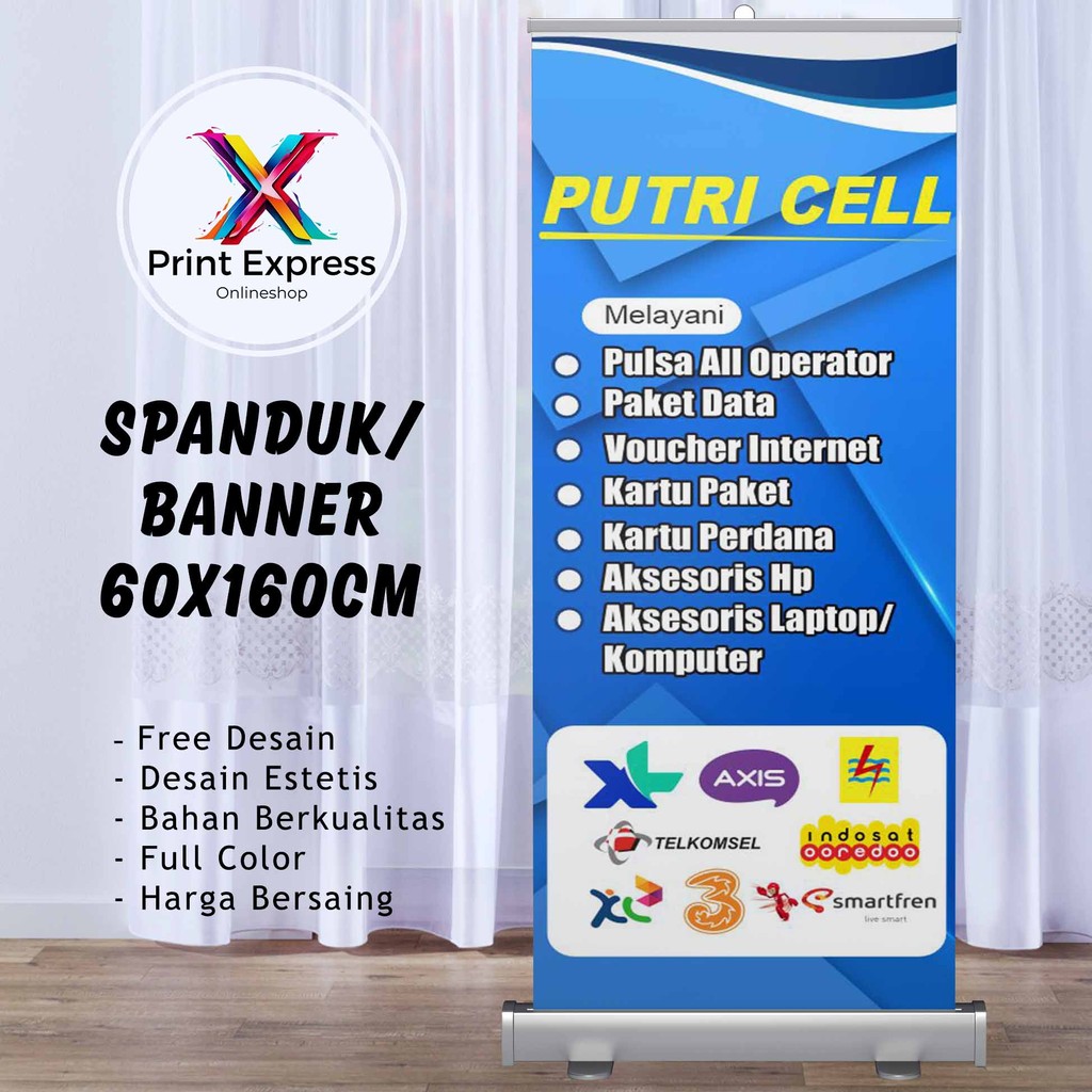 Jual Cetak Spanduk Putri Cell Pulsa Paket Data Dan Voucher 60x160 Cm ...