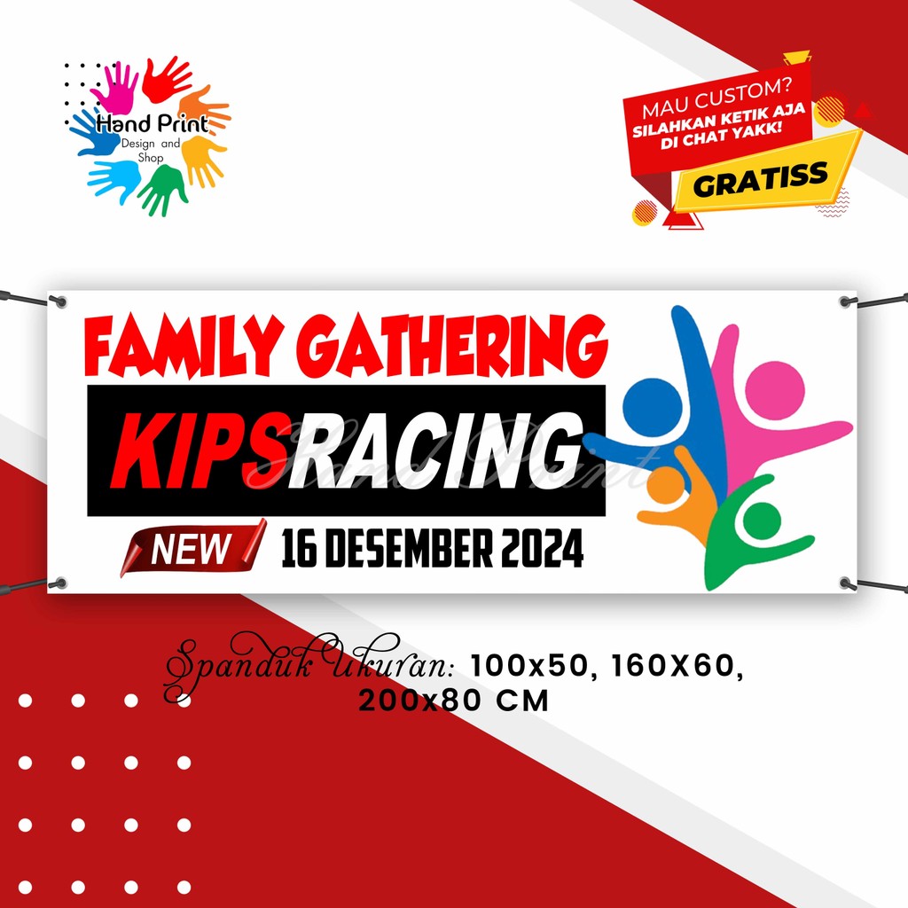 Jual Cetak Spanduk Banner Family Gathering Putih MMT Spanduk Custom ...