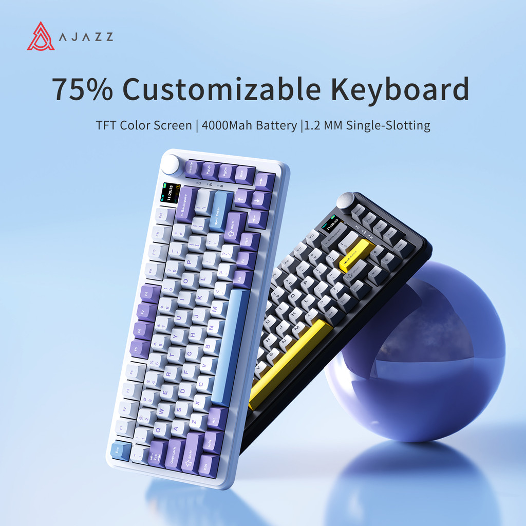 Jual AJAZZ AK820 MAX Mechanical Keyboard E-sports Wired Tri-mode TFT Color Screen 4000Mah ...