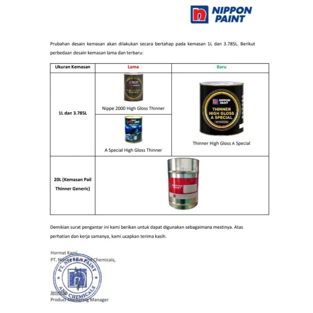 Jual TINER THINER THINNER TINNER A SPESIAL SPECIAL HIGH GLOSS B NIPPON NIPPE | Shopee Indonesia