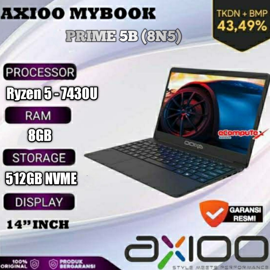 Jual LAPTOP AXIOO MYBOOK PRIME RYZEN 5B (8N5) R5 7430U RAM 8GB 512GB ...