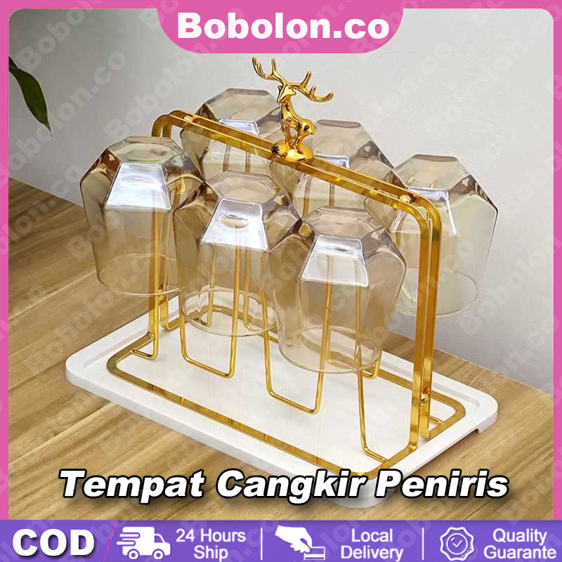 Jual COD Tempat Gelas Gantung Rak Cangkir Stainless Steel Minimalis Rak ...
