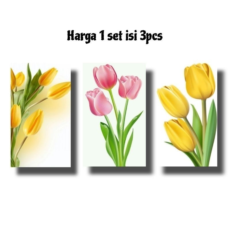 Jual Set Isi 3pcs Hiasan Dinding Walldecor Tema Bunga Tulip Pajangan ...