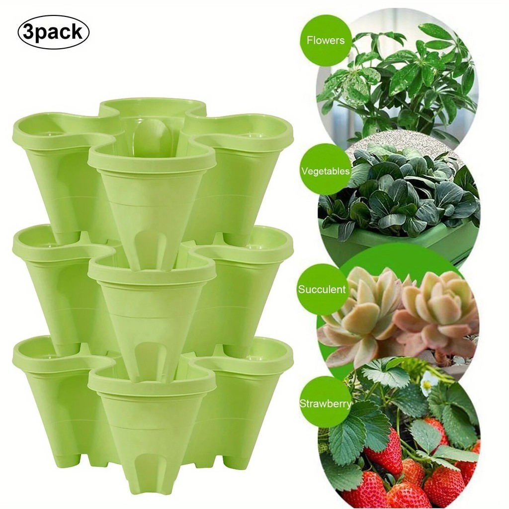 Jual Vertical Planter Tower Garden, 3 Tiered Planter Stackable Herb ...