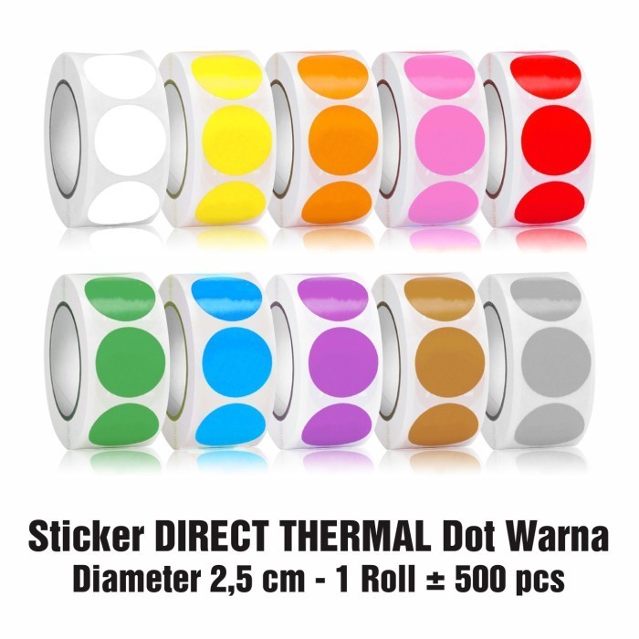 Jual Stiker DIRECT THERMAL Label Dot Warna 25 mm Sticker Print Thermal ...