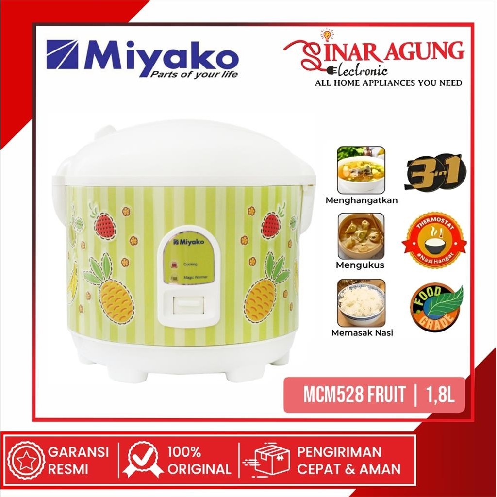 Jual MIYAKO MCM528 / MCM-528 RICE COOKER 1.8 L FRUIT - GARANSI RESMI ...
