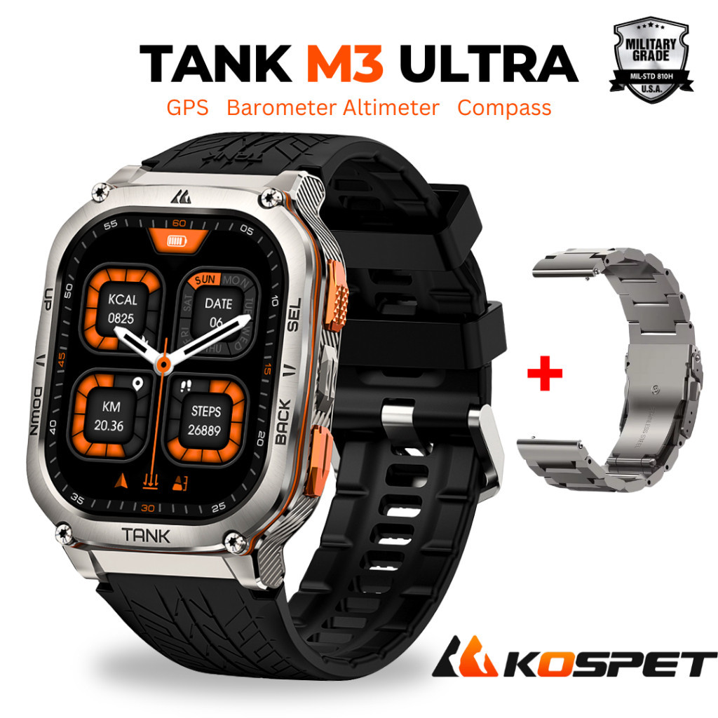 Jual Smartwatch Kospet Tank M3 Ultra Military | GPS COMPASS BAROMETER ...