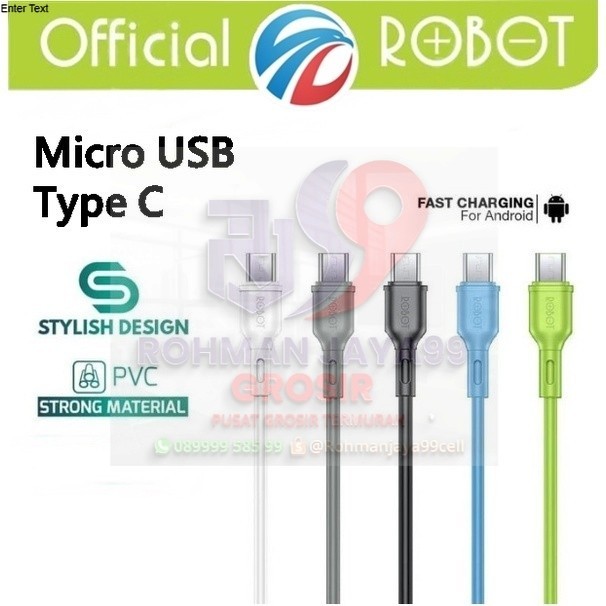 Jual HARGA PER PCS KABEL DATA ROBOT TYPE - C RBC100 USB-C RBM100S MICRO ...