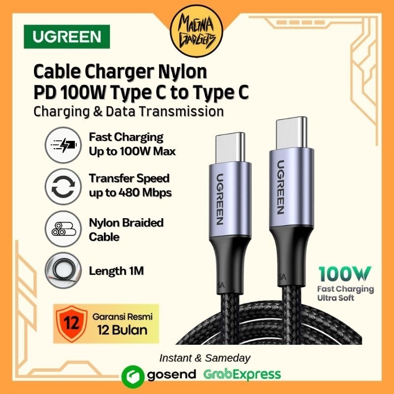 Jual UGREEN Kabel Charger Type C To Type C 100W Cable Data Transfer ...