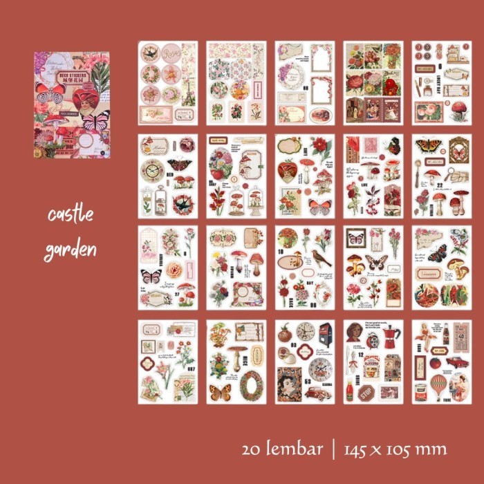 Jual ic] Buku deco sticker vintage aesthetic ukuran A6 isi 20 lembar ...