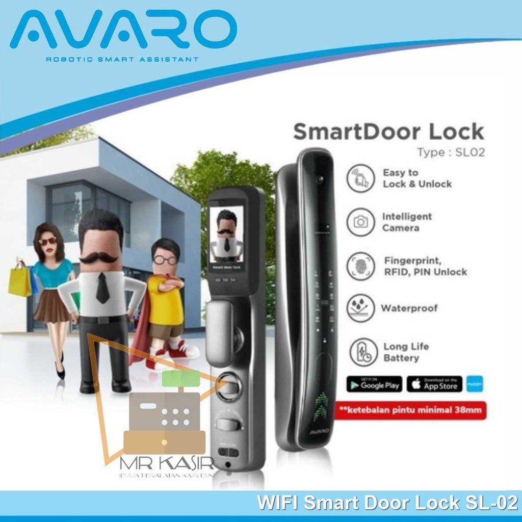 Jual AVARO Smart Door Lock Kunci Pintu Pengaman Security Digital Wifi SL02 | Shopee Indonesia