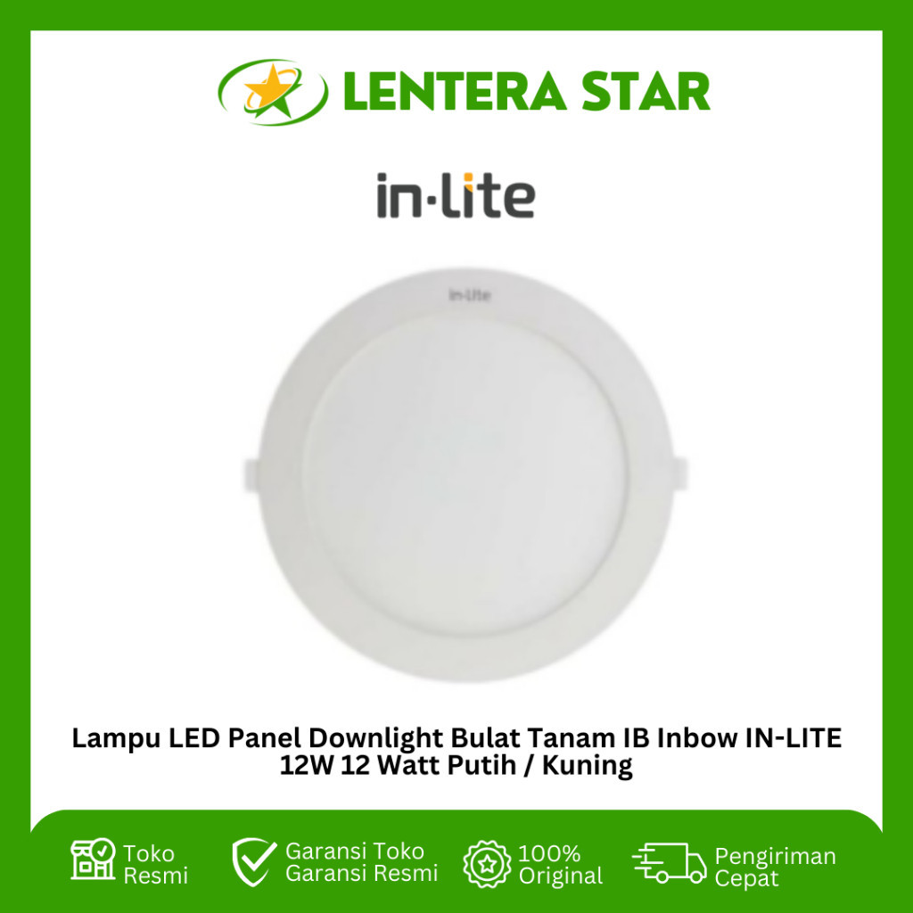 Jual Lampu LED Panel Downlight Bulat Tanam IB Inbow inlite IN-LITE 12W 12 Watt Putih / Kuning ...