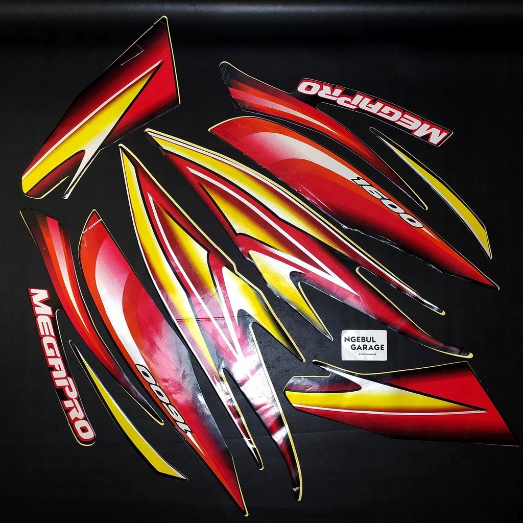 Jual Stiker Megapro 1600 Hitam Merah Kuning Striping HONDA IMI | Shopee ...