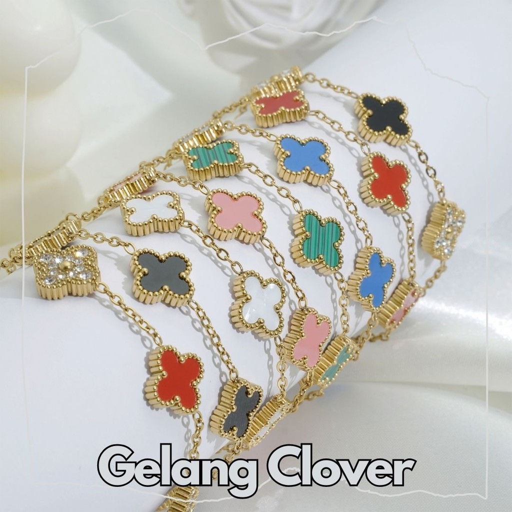 Jual Gelang Rantai 5 Clover Titanium Korea Adustable GROSIR | Shopee ...