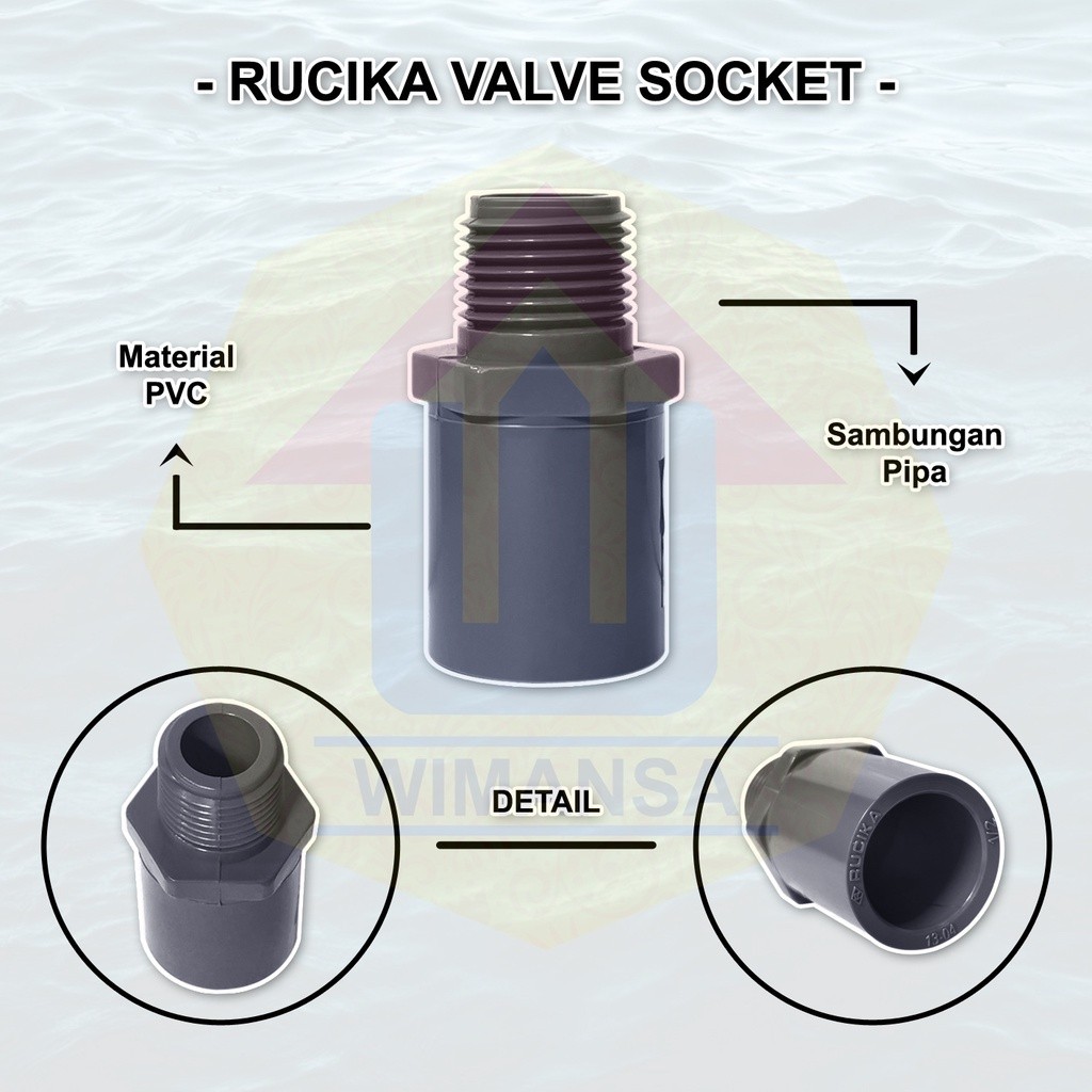 Jual RUCIKA VALVE SOCKET 1/2 INCH - SAMBUNGAN PIPA PVC | Shopee Indonesia