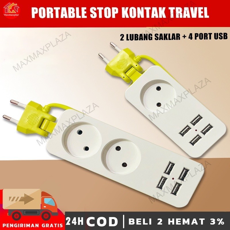 Jual top Kontak Traveling 2 Lubang Saklar + 4 Port USB/Kepala soket ...
