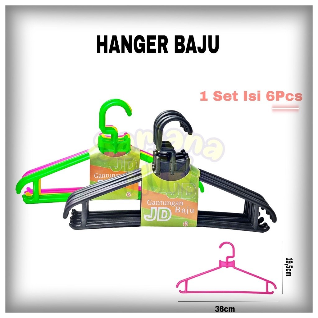 Jual (6pcs) Hanger Plastik Dewasa / Gantungan Baju Ukuran Dewasa ...