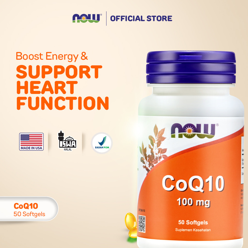 Jual NOW Supplements, CoQ10 100 mg, 50 Softgels | Shopee Indonesia