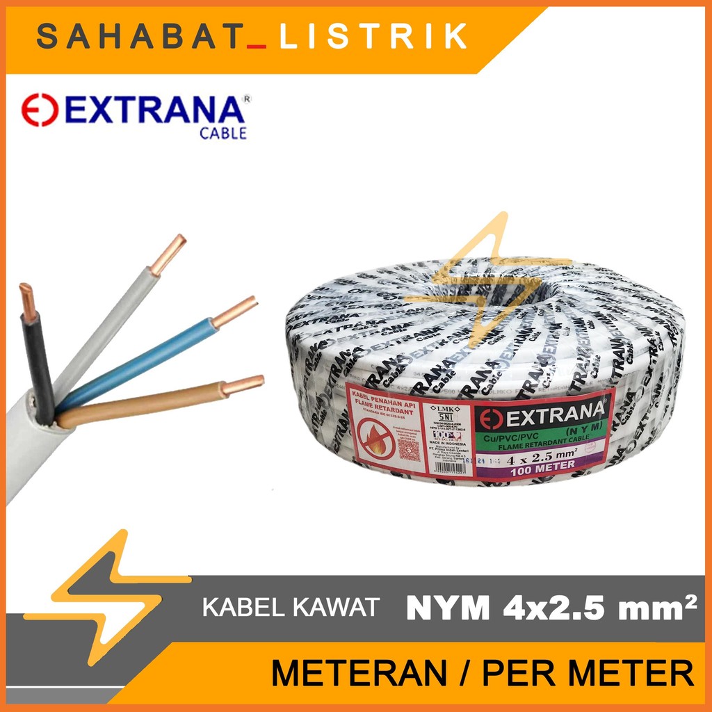 Jual KABEL EXTRANA NYM 4X2.5 4X2,5 PUTIH PER METER METERAN | Shopee Indonesia