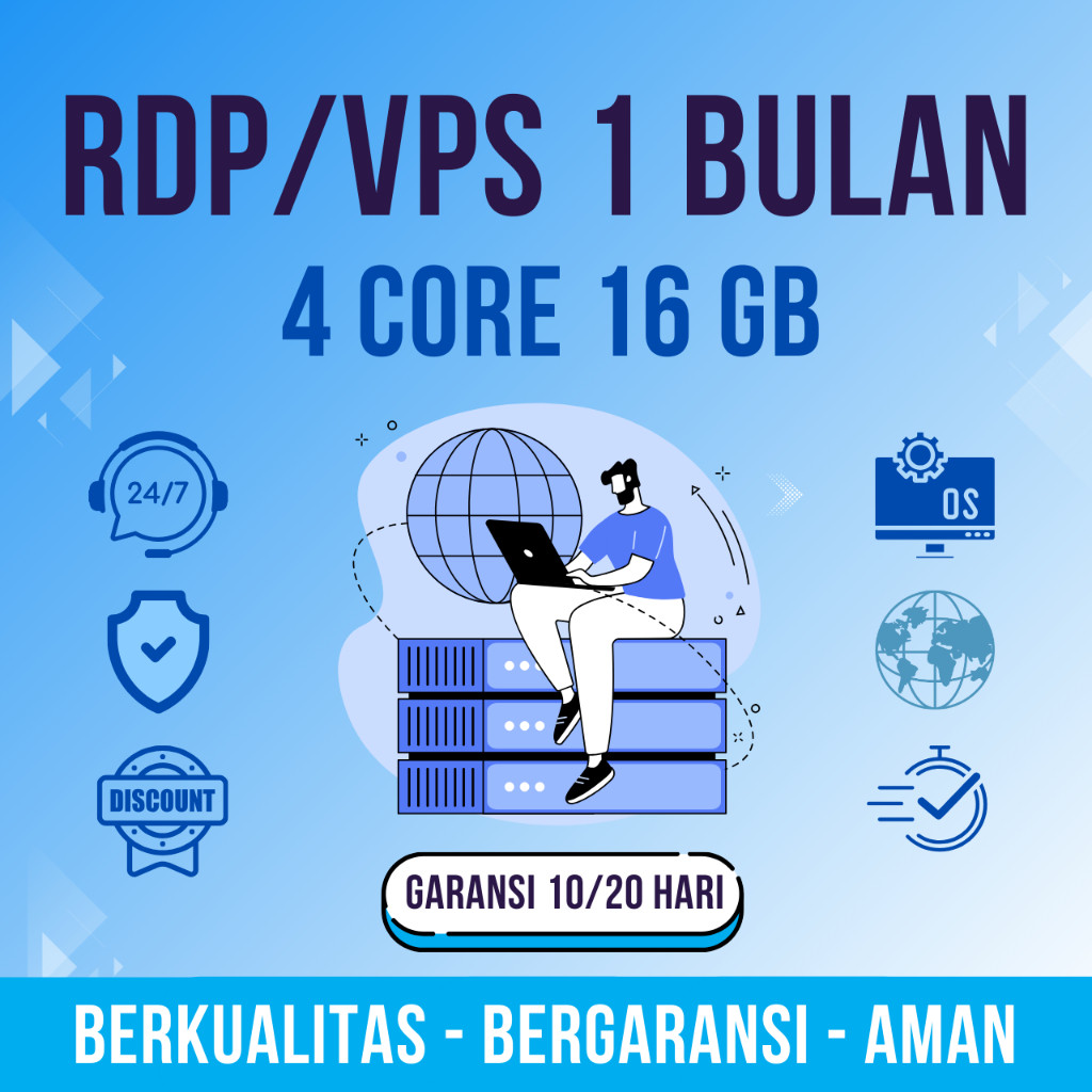 Jual RDP / VPS 4 CORE 16 GB RAM FULL AKSES AKTIF 1 BULAN BERGARANSI ...