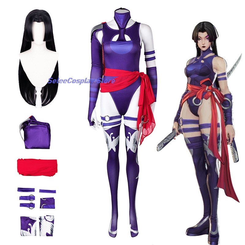 Jual Mv Rivals Psylocke Sai Cosplay Costume Wig Anime Game Clothes ...