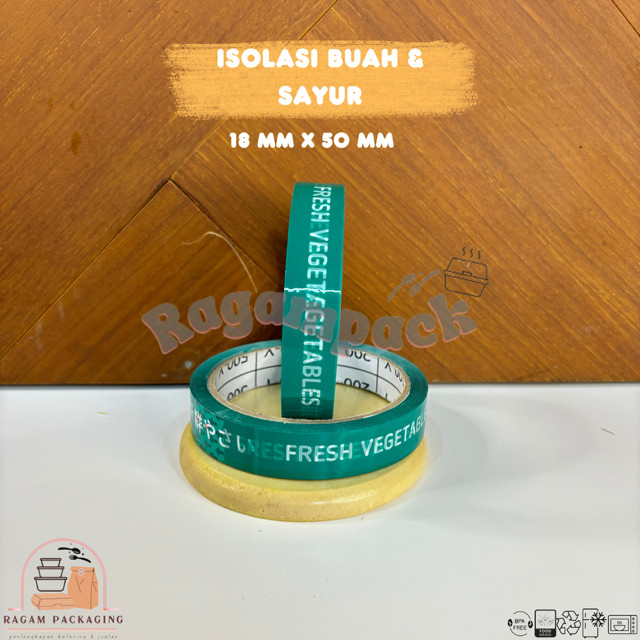 Jual Isolasi Buah Sayur Hijau Vegie Fresh 18mm x 50m / Isolasi Buah ...