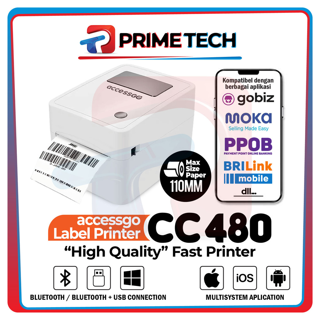 Jual Printer Jet Barcode Label Resi CC480 PREMIUM Thermal USB Bluetooth BERGARANSI RESMI ...