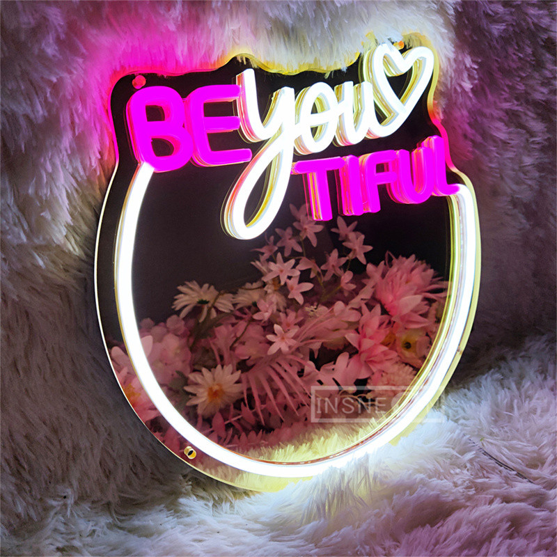 Jual Be You Tiful Mirror Neon Sign LED Neon Light For Wall Girl Room ...