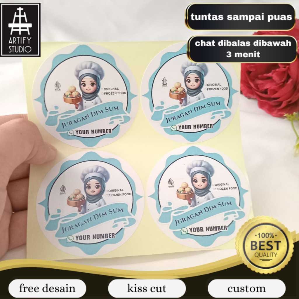 Jual Artify 5-8 Stiker Label Dimsum Bentuk Bulat Sticker Chromo Dim Sum ...