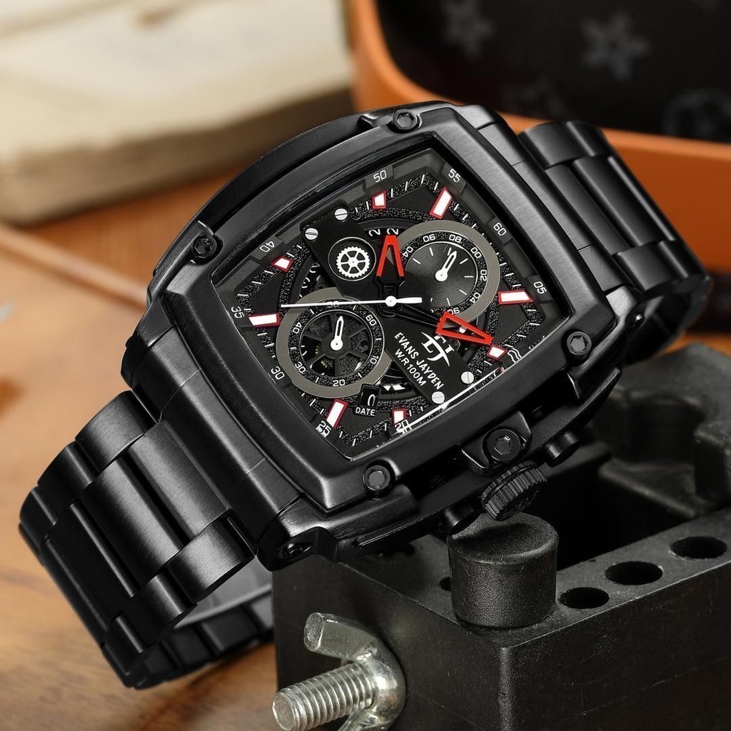 Jual [ DISKON ] Evans Jayden Jam Tangan Pria 9553 Rantai Stainless Kaca ...