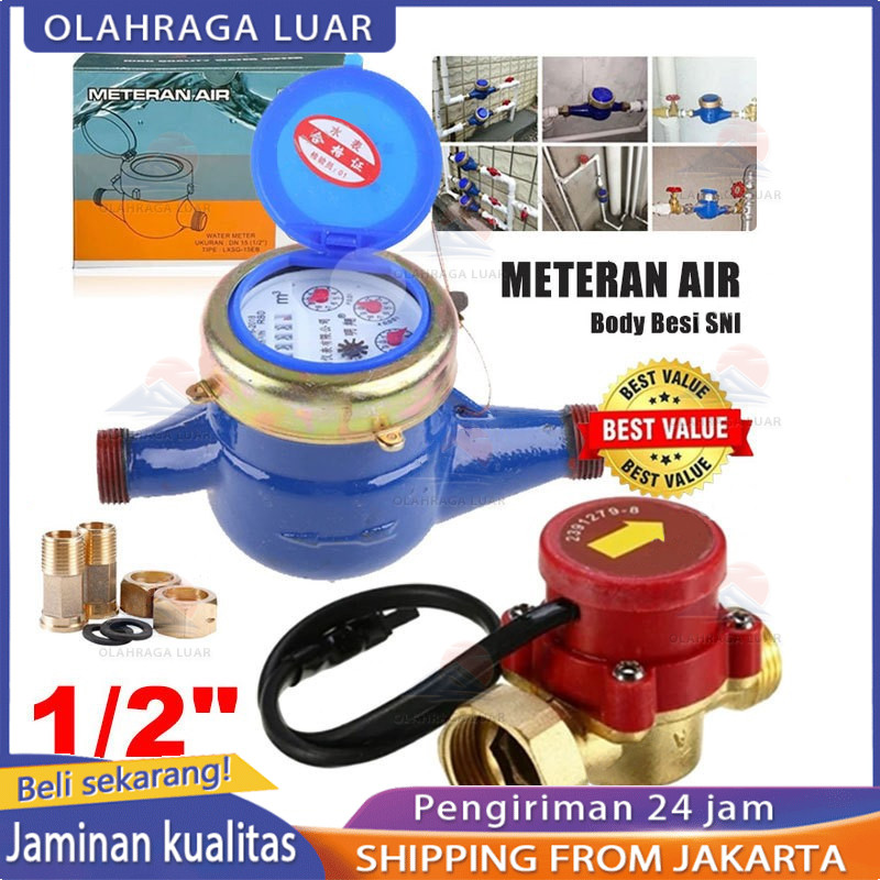 Jual Meteran Air Jarum 1/2" Meteran Air PDAM SNI Body Besi AMNB/ Water ...