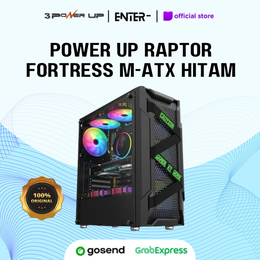 Jual Casing Gaming 3 Power Up Raptor Fortress M-Atx Original Hitam ...
