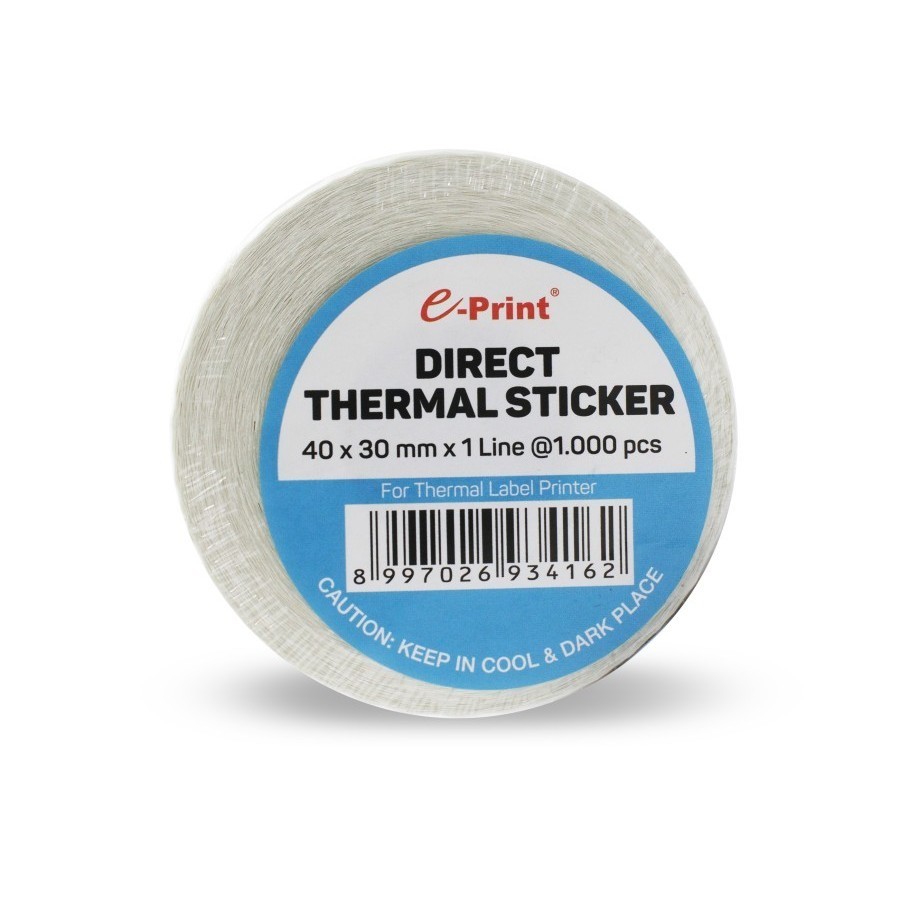 Jual e-Print Direct Thermal Sticker Label Barcode 40 x 30 mm ( 1000 pcs ...