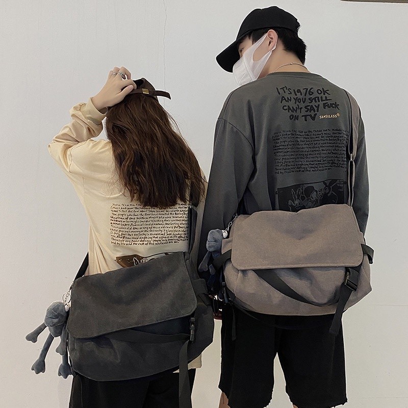 Jual Ins Japanese Ulzzang Korean Fashion Canvas Big Capacity Men ...