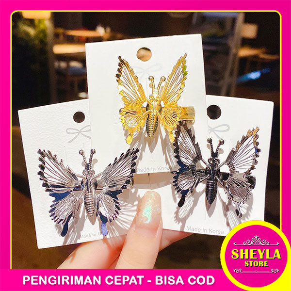 Jual Jepit Rambut Kupu Kupu Gold Silver Elegant Jepitan Butterfly Clip ...