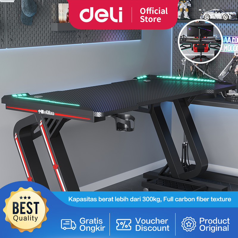 Jual Deli Meja Gaming / Meja Komputer / Gaming Table Build In LED Light ...
