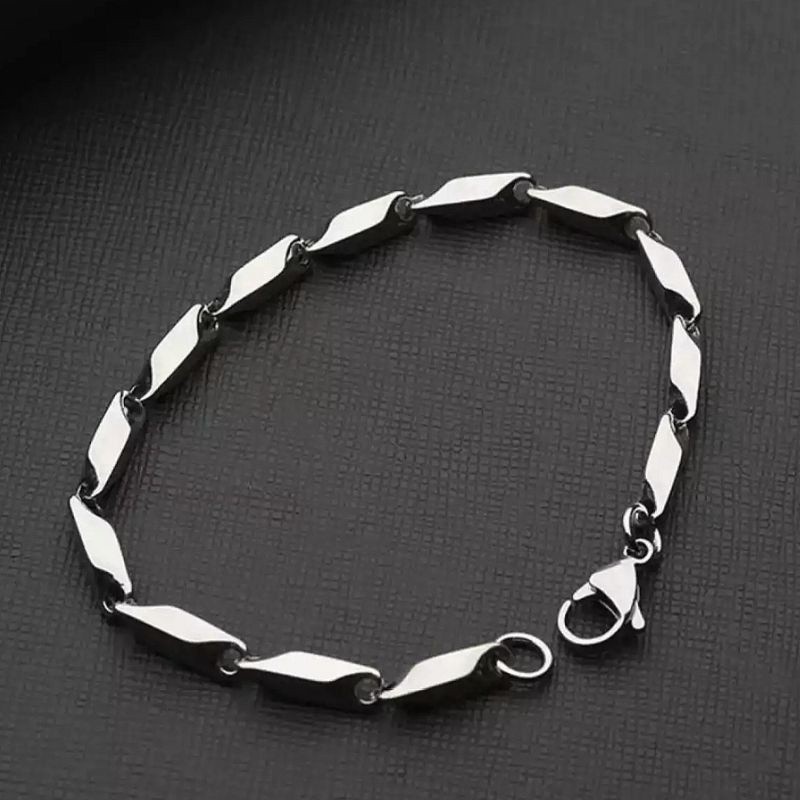 Jual GELANG TITANIUM MODEL KUBUS/PADI SILVER ANTI KARAT DAN TIDAK ...