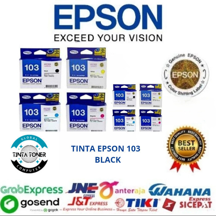 Jual TINTA PRINTER EPSON 103 ORIGINAL ( B C Y M ) | Shopee Indonesia