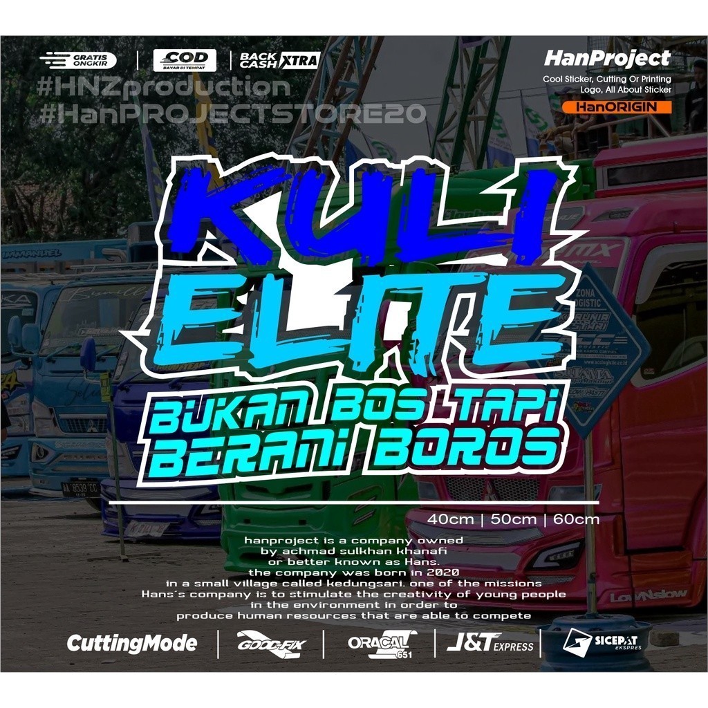 Jual STICKER CUTTING KACA MOBIL TRUCK DAN PICK UP "KULI ELITE" STICKER ...