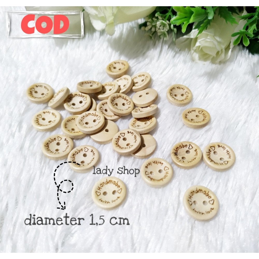Jual Ladyshop 100pcs Kancing Baju Handmade With Love | Shopee Indonesia