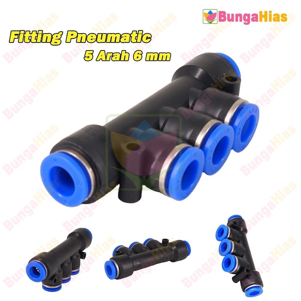 Jual Fitting Pneumatic 5 WAY 6 mm Cabang 5 Arah Konektor Selang Angin ...