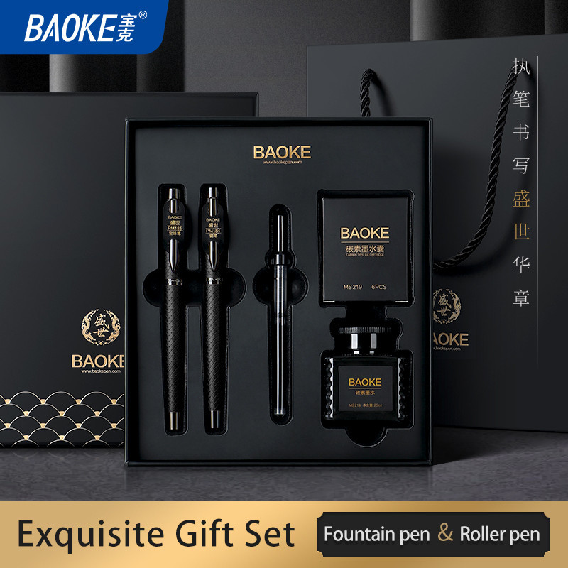 Jual BAOKE Fountain Pen Gift Set Nib Iridium Isi ulang dan tinta hitam ...