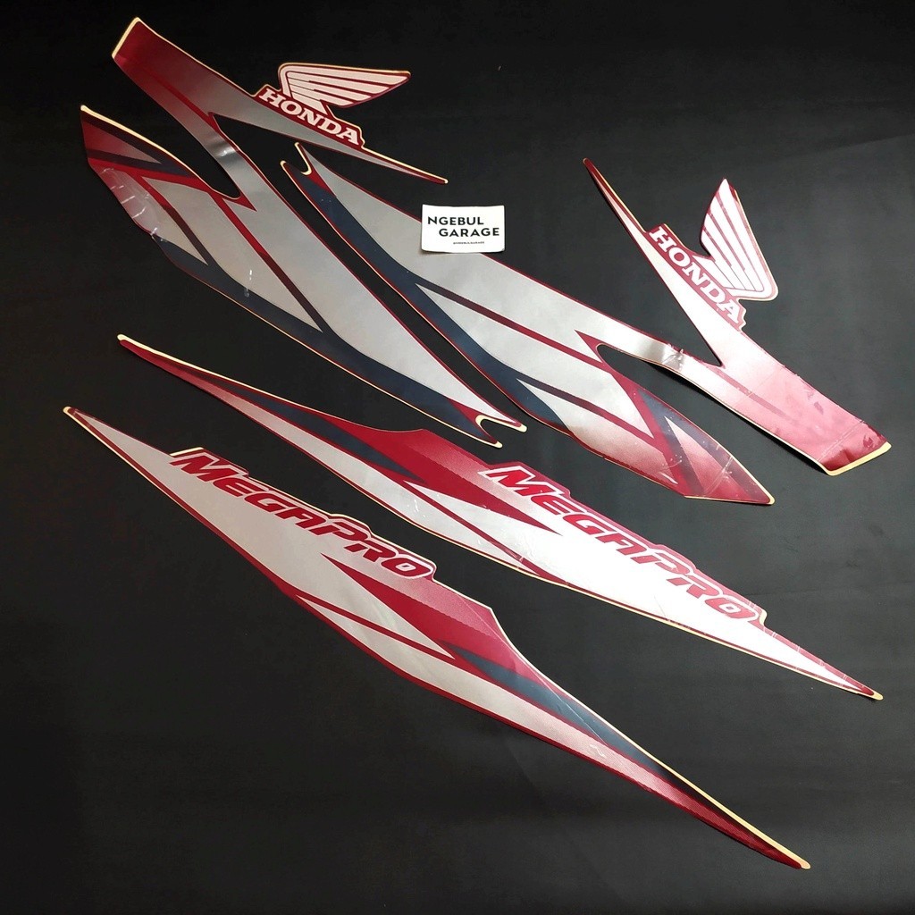 Jual Stiker Megapro Merah 2007 Merah Silver Hitam Striping HONDA IMI ...